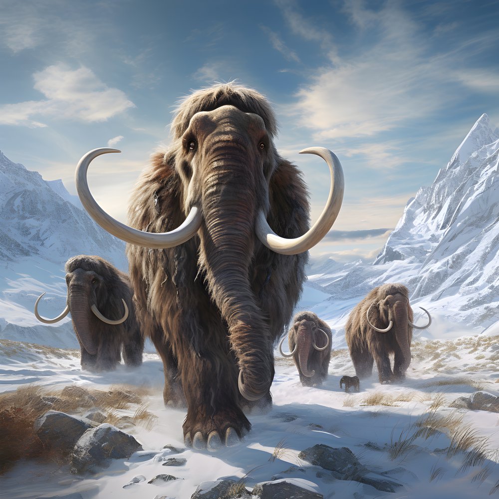 Woolly Mammoth Herd in the Tundra 2 by Kurt Heppke
