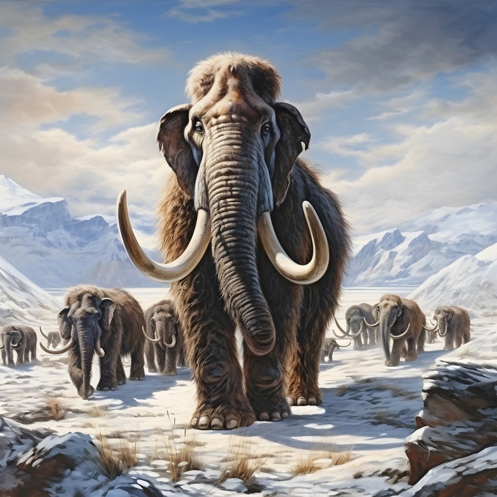 Woolly Mammoth Herd in the Tundra 4 by Kurt Heppke