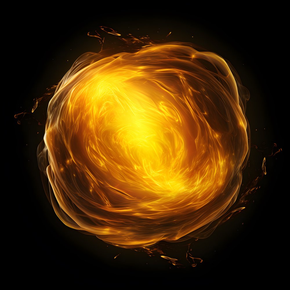 Yellow Blob of Energy with Black Background by Kurt Heppke