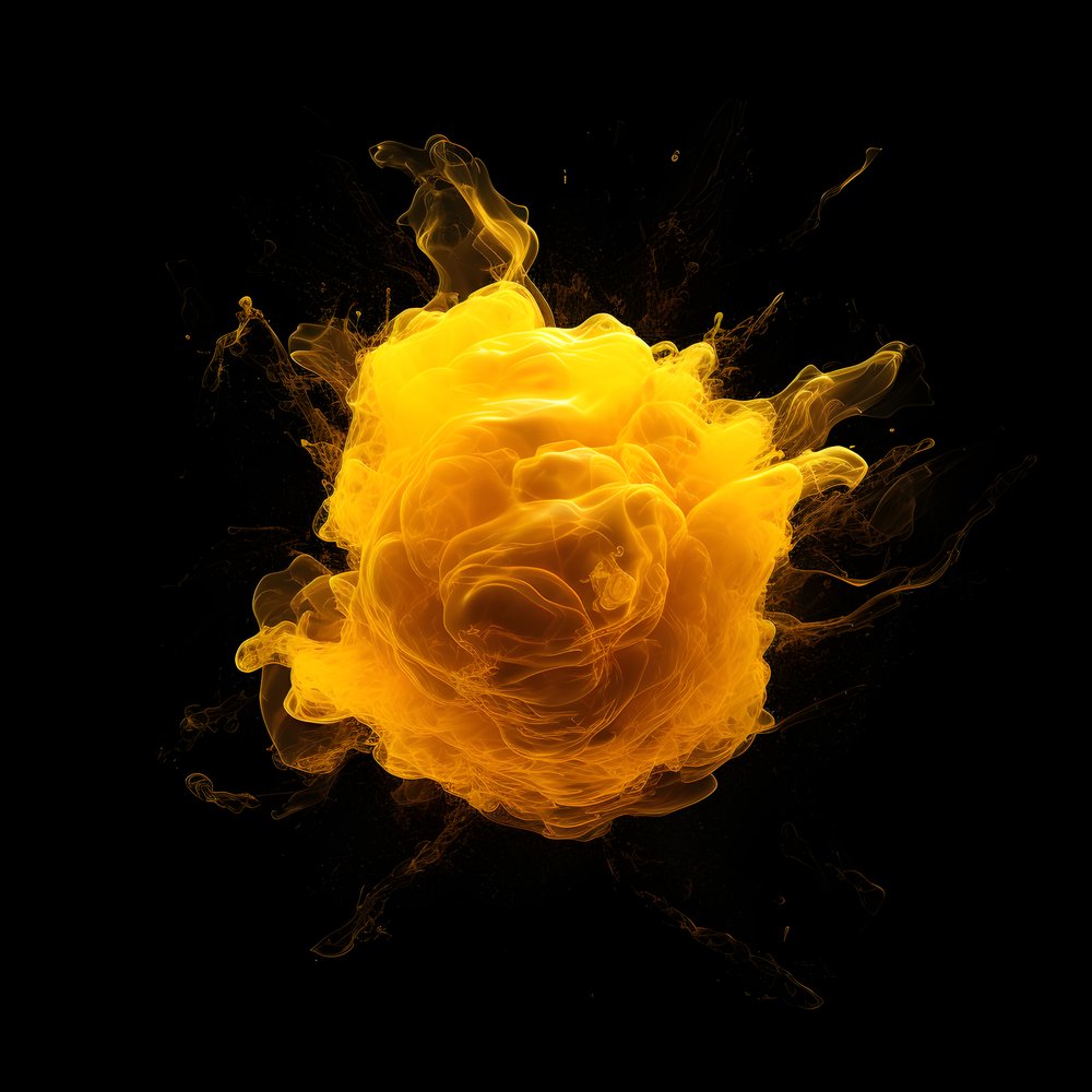 Yellow Blob of Energy with Black Background by Kurt Heppke