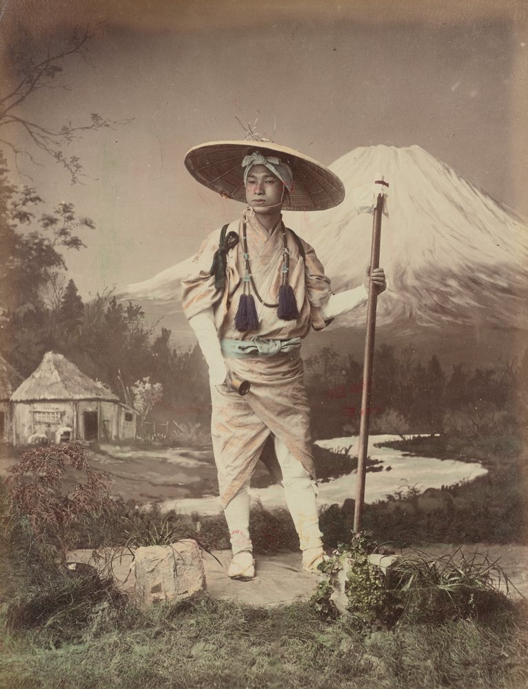 Pilgrim Going Up Fujiyama by Kusakabe Kimbei: Fine art print