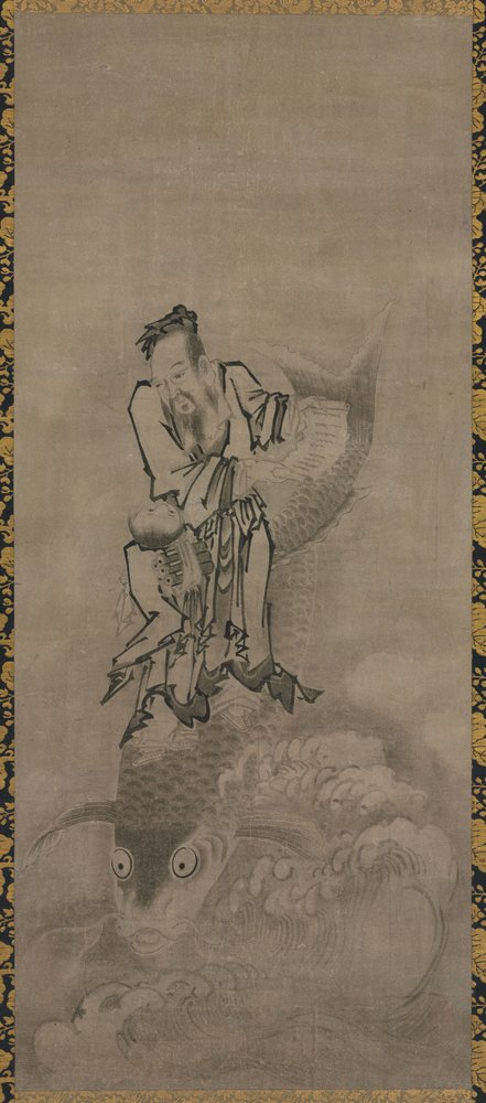 Hotei with Daoist Immortals by Kyūseki Tomonobu