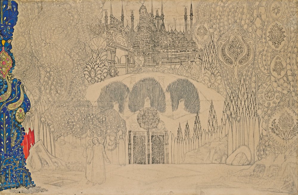 Stage Design for the Ballet The Firebird by I. Stravinsky