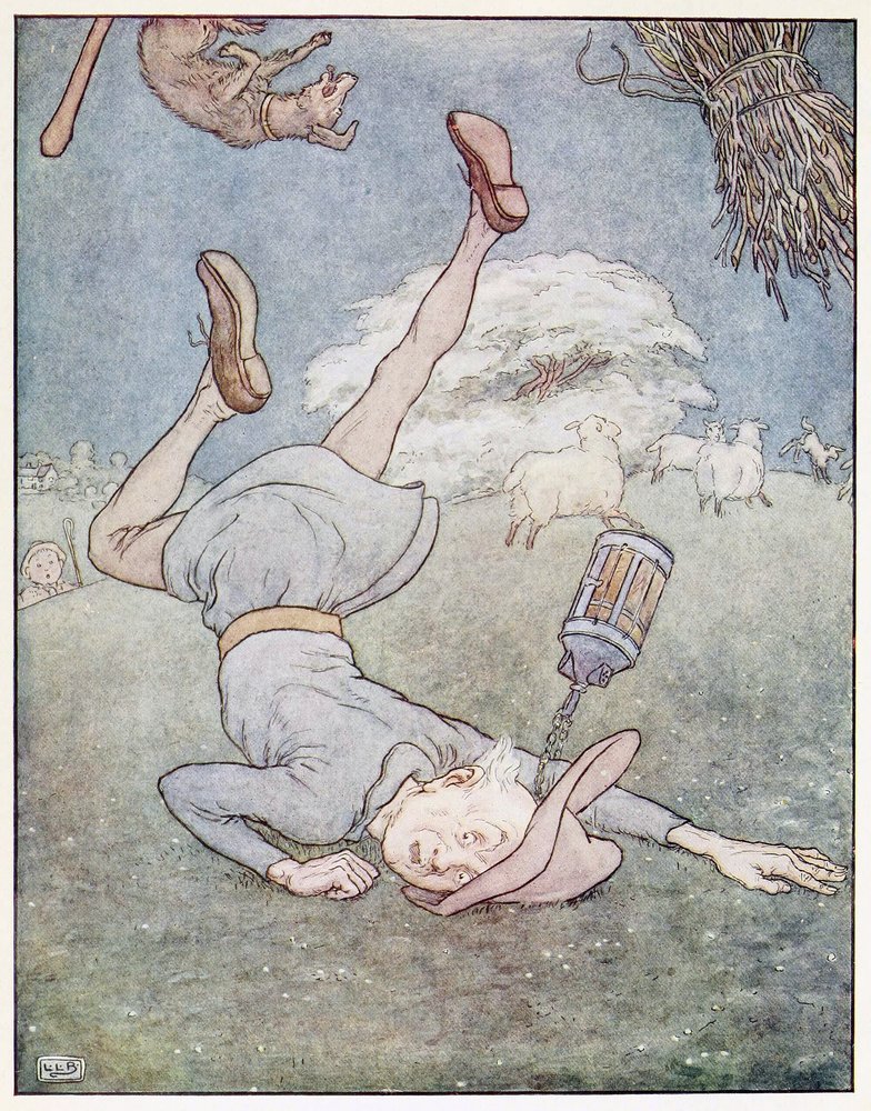 The man in the moon came tumbling down, from A Nursery Rhyme Picture ...