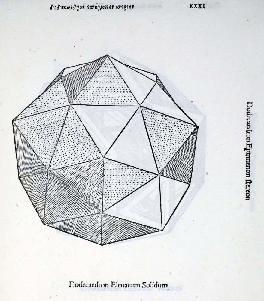 Dodecaedron Elevatum Solidum, illustration from 'Divina Proportione' by ...