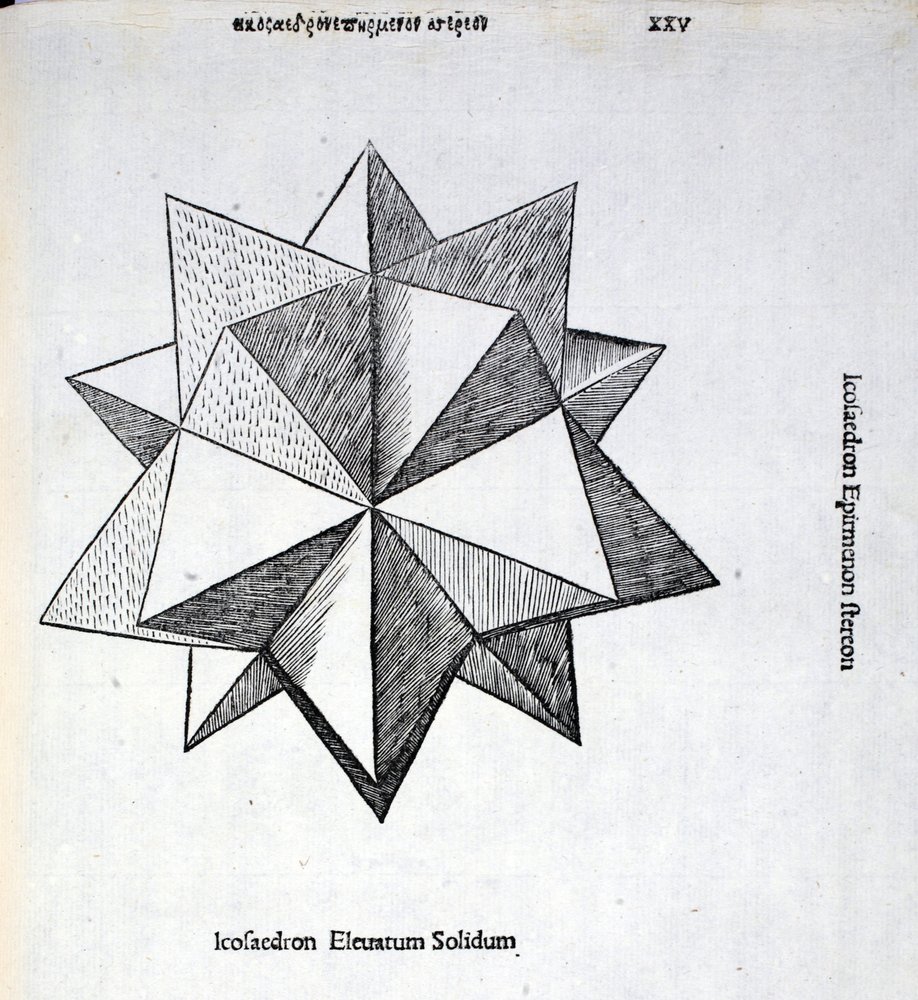 Icosaedron Elevatum Solidum, Illustration from 'Divina Proportione' by ...