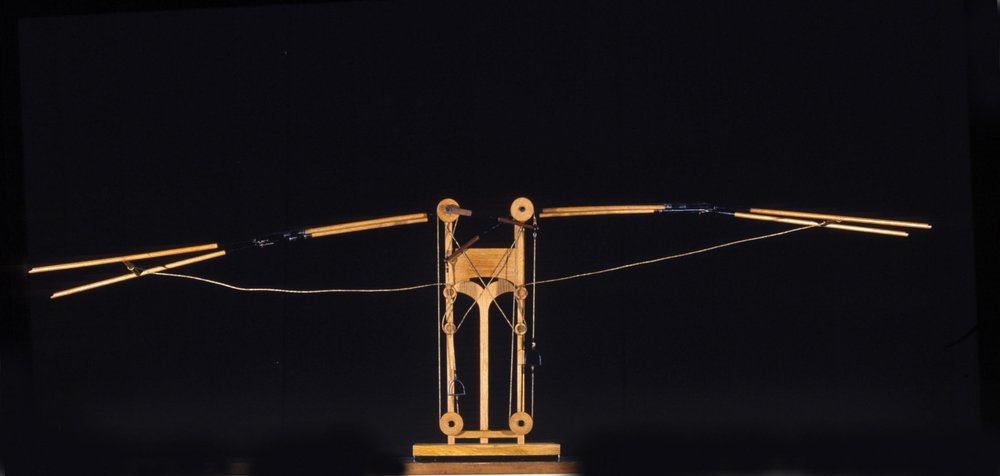 Machine for flying with wing wings. Model from the drawing of Leonardo ...