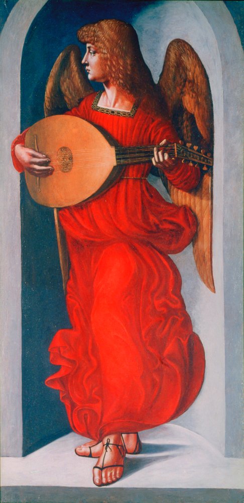 An Angel in Red with a Lute, 1490-1499 by Leonardo da Vinci