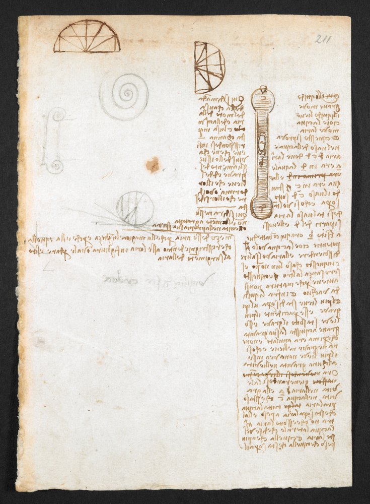 Arundel 263, f.211r Notes, sketches & diagrams, from Codex Arundel (pen ...