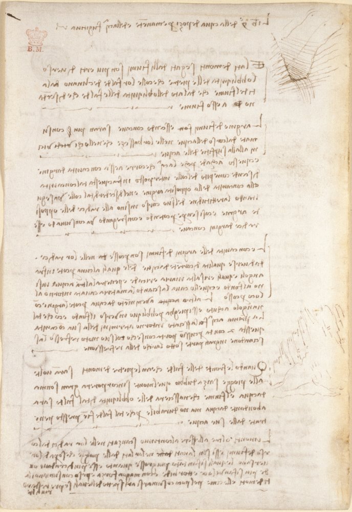 Notes and rough sketches on erosion caused by water, from 'Codex Arundel'