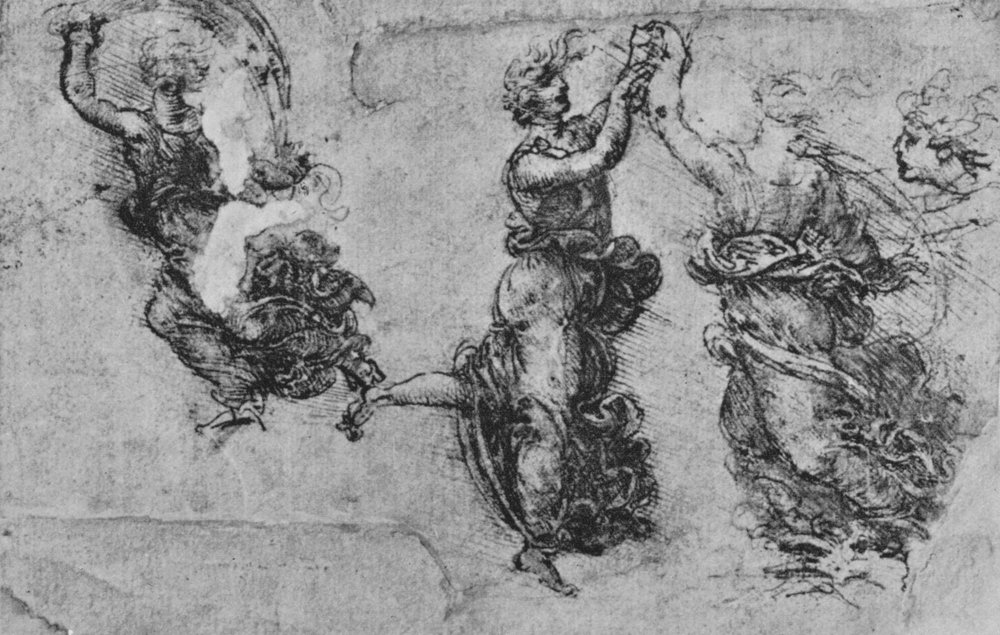 Studies of Dancing Nymphs by Leonardo da Vinci