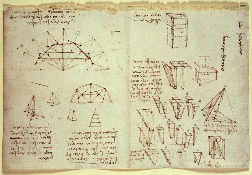 Notebook of Leonardo da Vinci, showing diagrams of geometrical shapes
