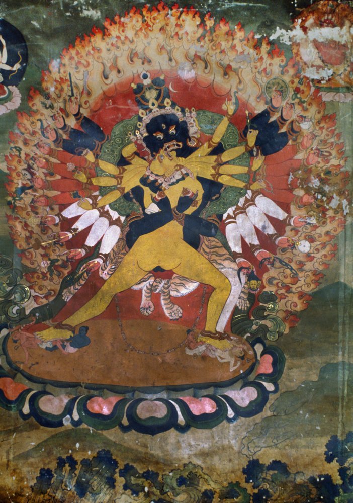 Ancient wall paintings from Lamaist Monastery of Hemis, Laddakh, India