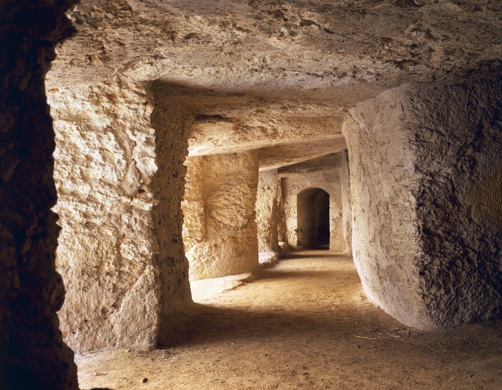 Hallway carved into limestone in Euryalus Castle, 402-397 BC, built for ...
