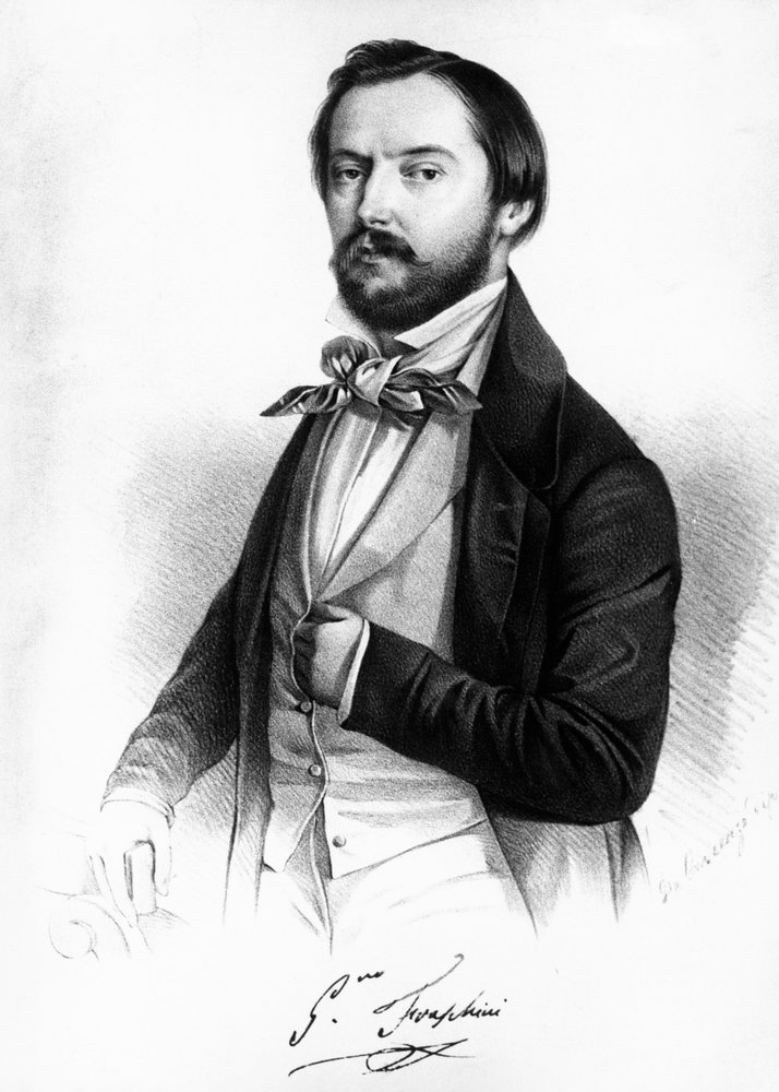 Portrait of Gaetano Fraschini, Italian tenor, engraving