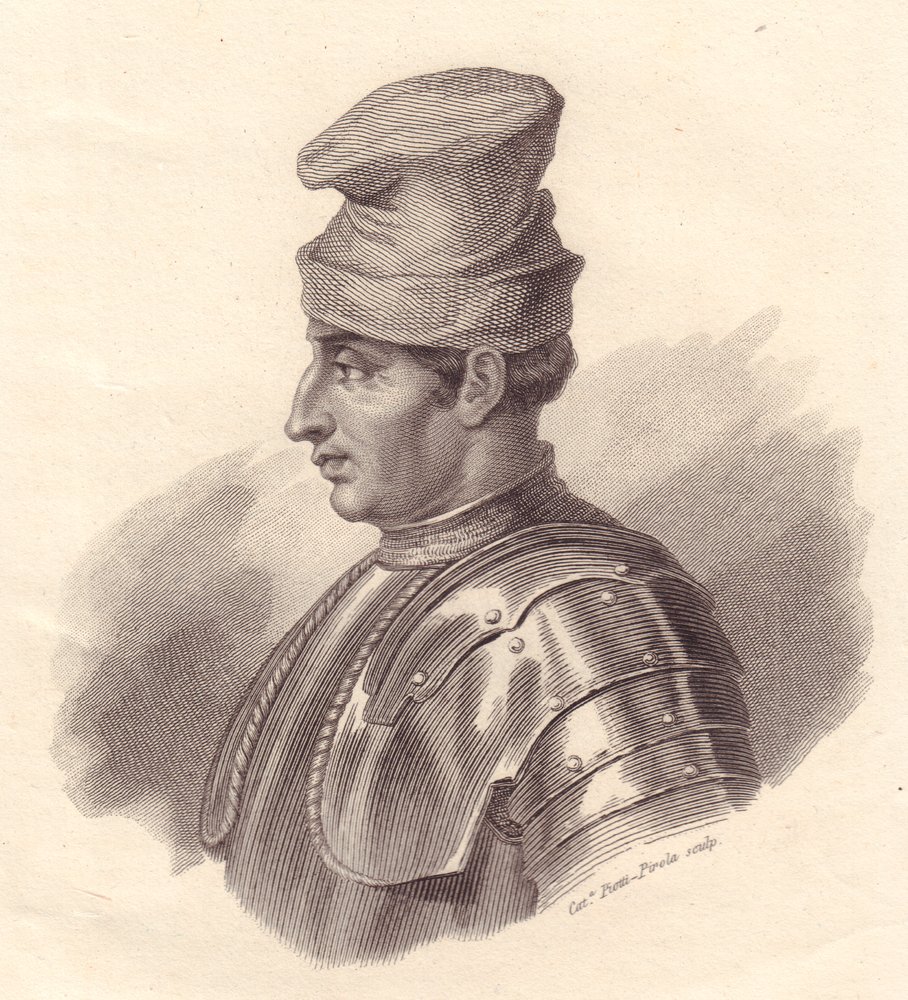 Portrait of Italian Military Leader Niccolo Fortebraccio, Copper ...