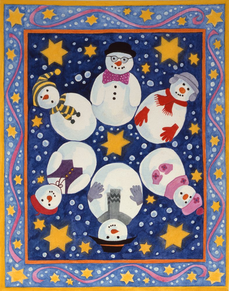 Snowman and Stars by Linda Benton: Buy fine art print