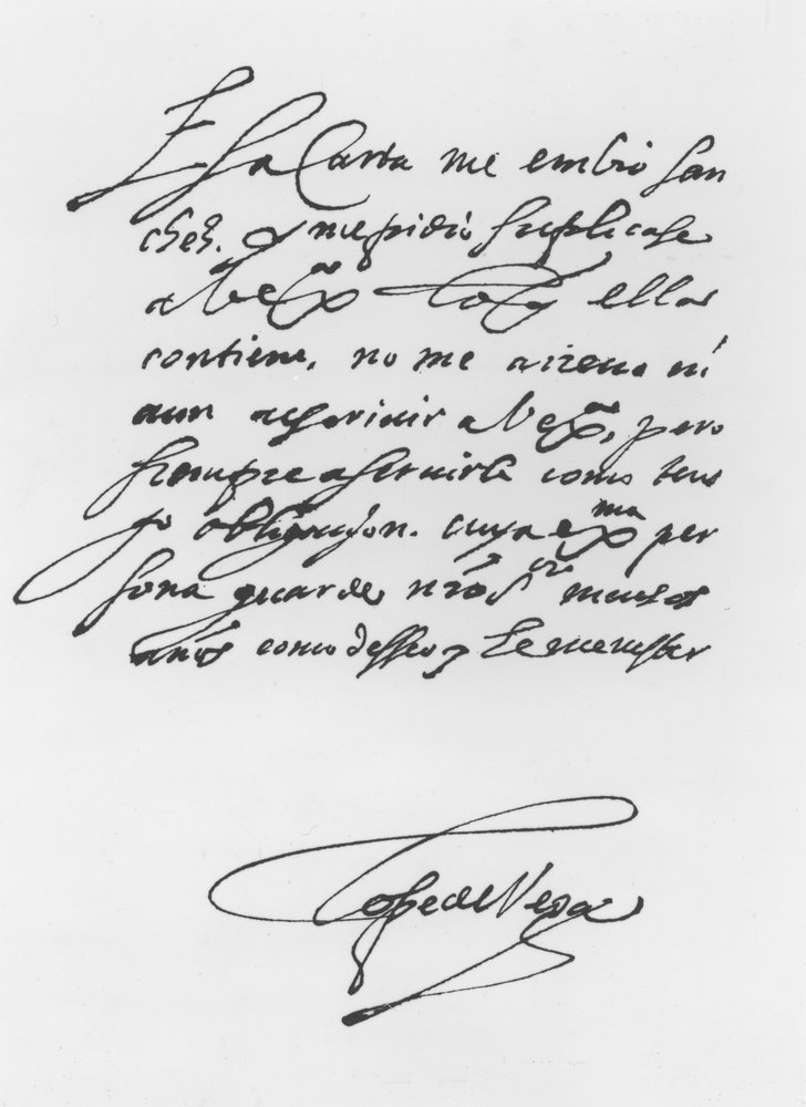 Signed letter by Lope Felix de Vega Carpio: Fine art print