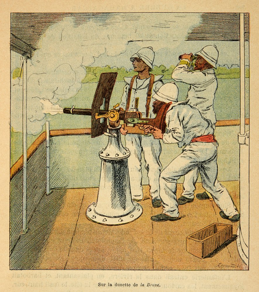 The War in Madagascar: Cannon shot on the Hovas aboard the canoniere ...