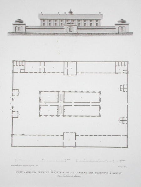 Plan and Elevation of the convicts' building at Port Jackson, near ...