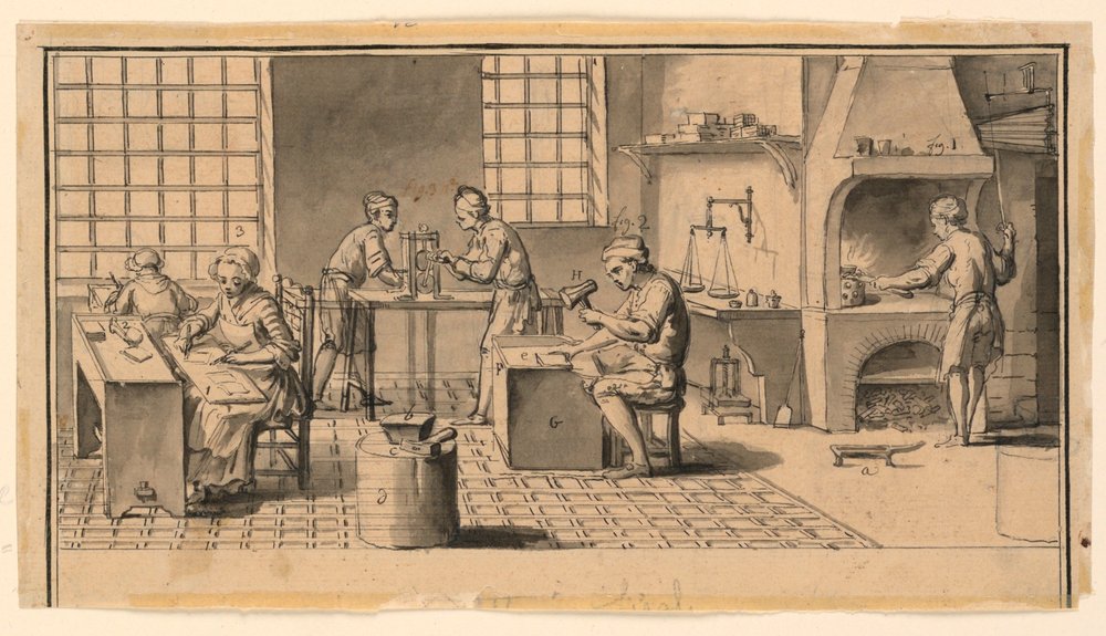 A Gold Beater's Workshop for Diderot's Encyclopedie