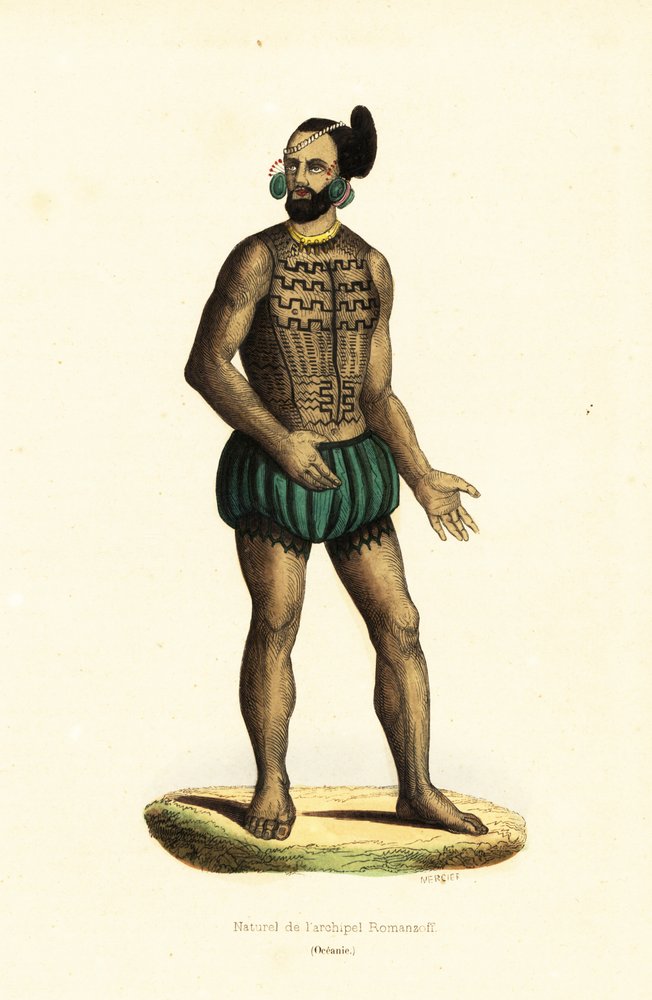 Native Man of Tikei Island, Tuamotu Group, French Polynesia