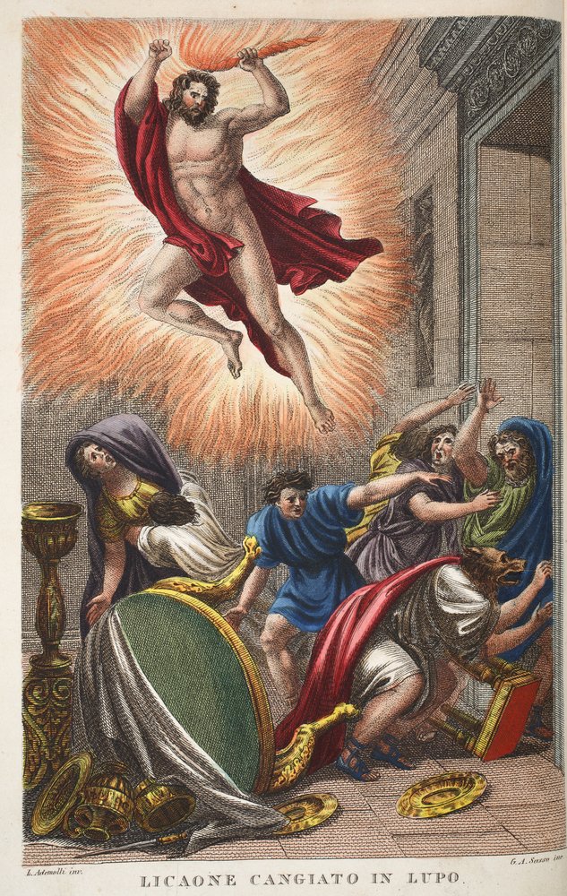 Lycaon into a Wolf, illustration from Ovid's Metamorphoses, Florence, 1832