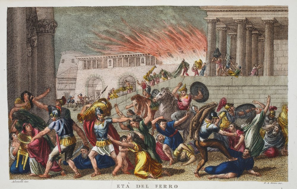 The Iron Age or Eta del Ferro, illustration from Ovid's Metamorphoses ...