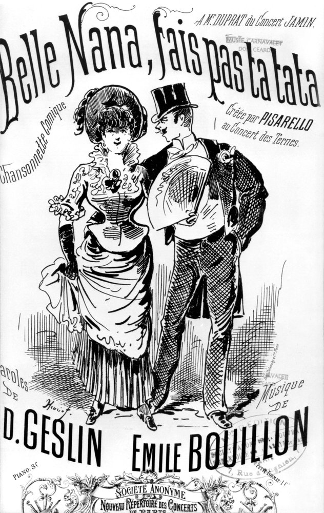 Front cover of a score sheet for the song 'Belle Nana, fais pas ta tata'