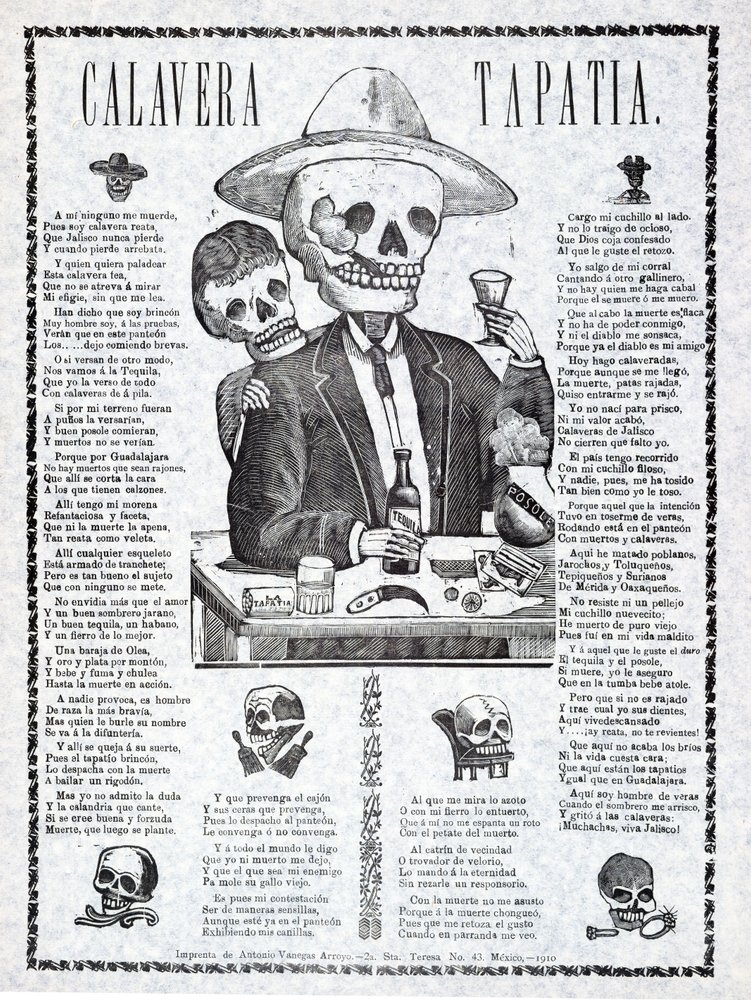 Calavera Tapatia, published 1910 by Manuel Manilla