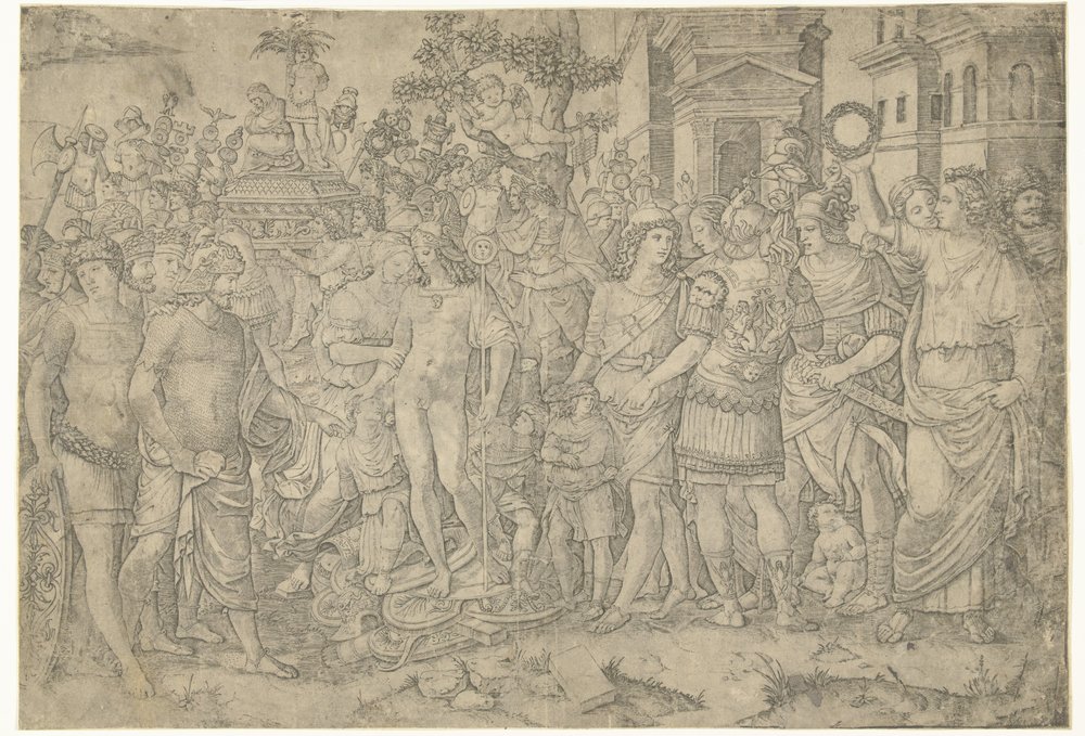 Triumphal Procession of a Roman Emperor with Soldiers and Captured Armors