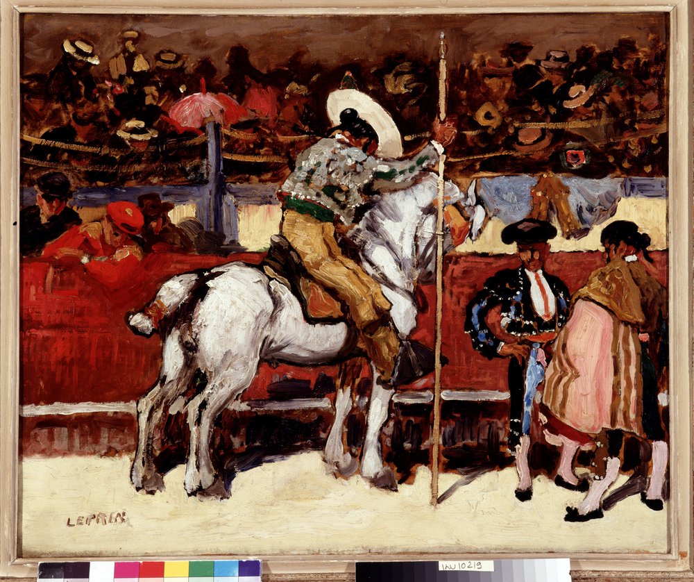 Picador and Matador in the Bullfighting Scene Arena
