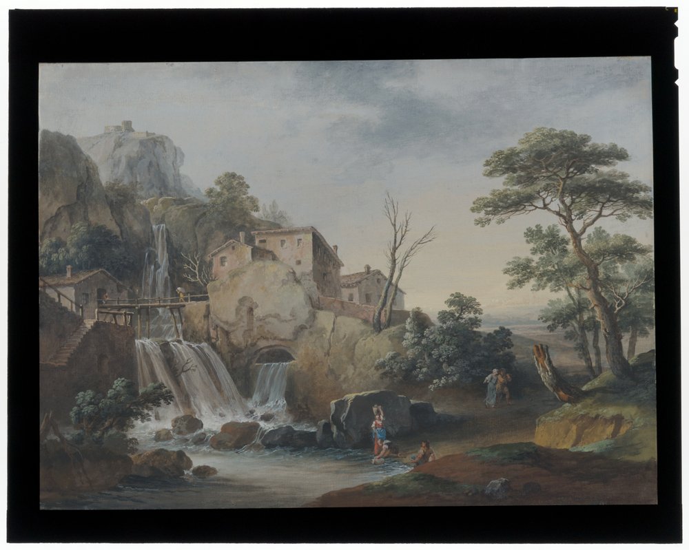 Landscape with Waterfall and Cottages by Marco Ricci