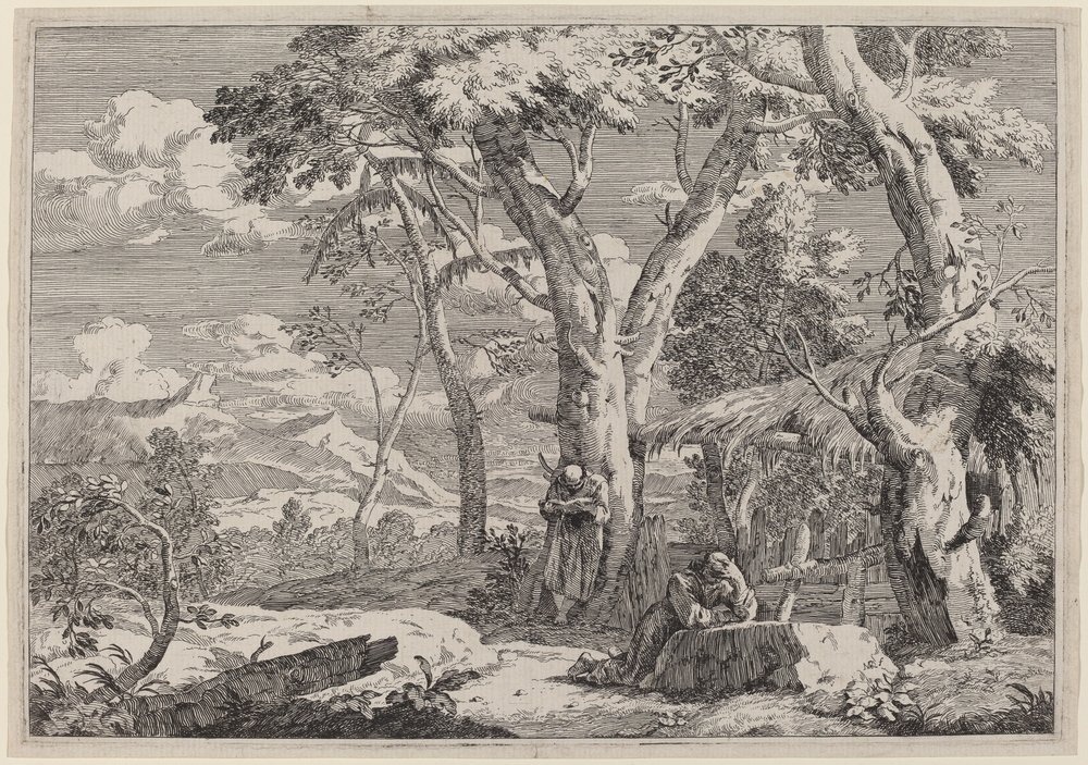 Wilderness Landscape with Two Monks by Marco Ricci