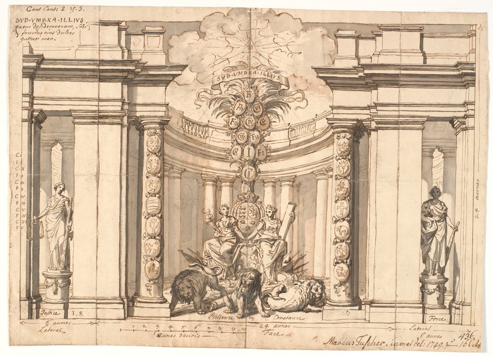 The Interior of a Temple with the Danish Coat of Arms and the Family ...