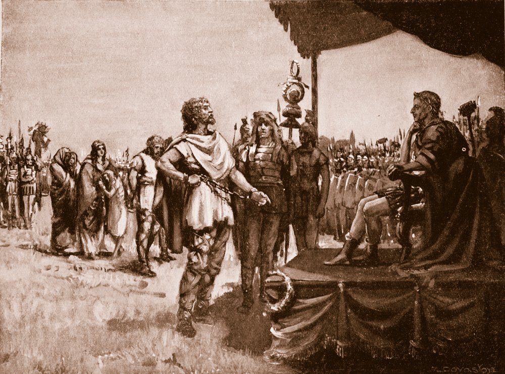 Caractacus before Claudius, illustration from 'Hutchinson's Story of ...