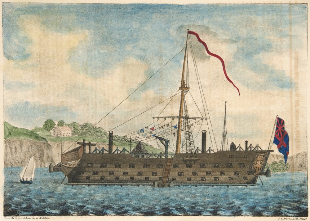 Prison Ship Saratoga off Dartmouth, pub. 1840