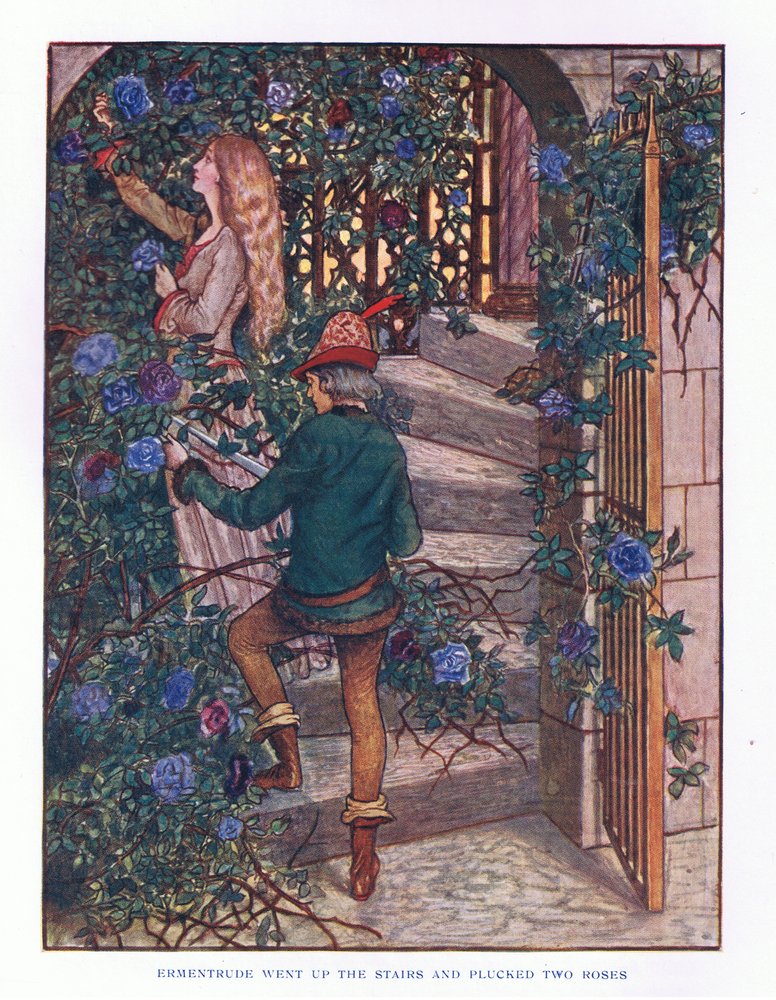 Ermentrude went up the stairs and plucked the roses (illustration from ...