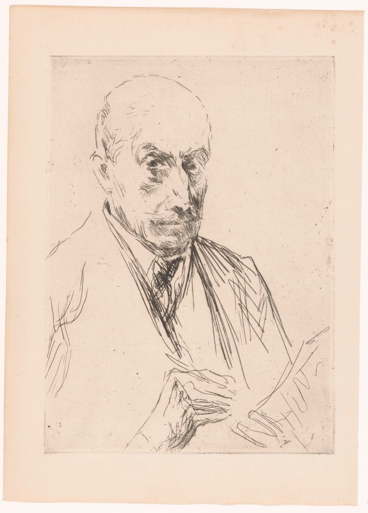 Self-portrait of Max Liebermann, drawing pen in hand