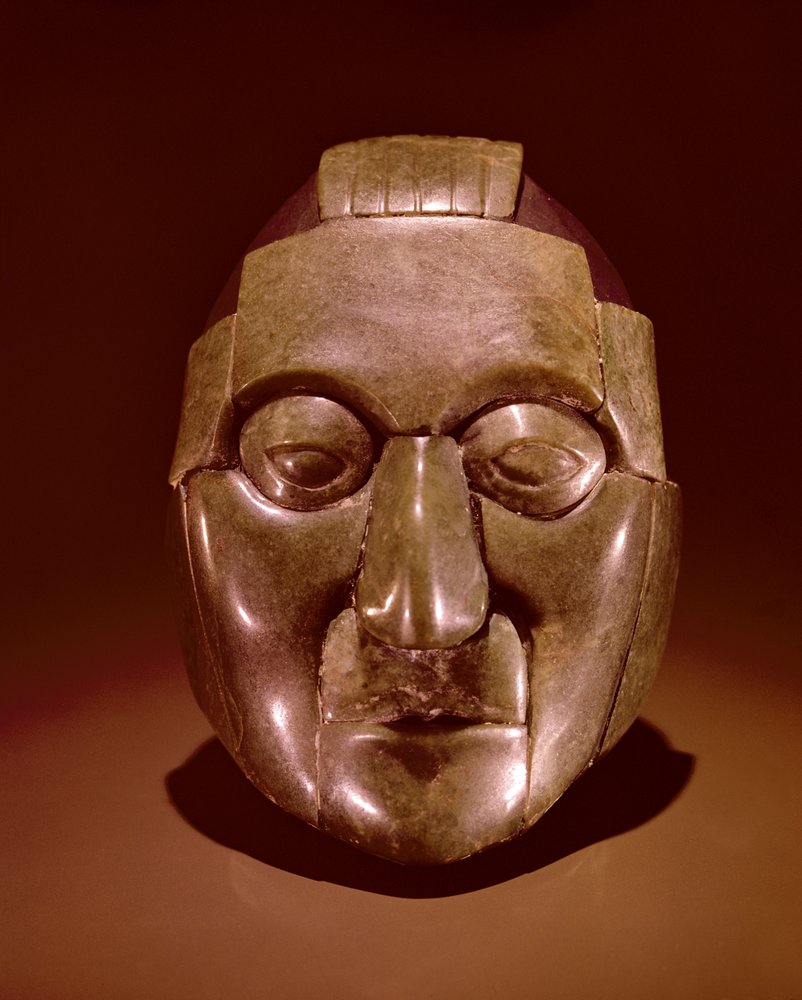 Mosaic mask representing an old man, from the Ruz tomb under the Temple ...