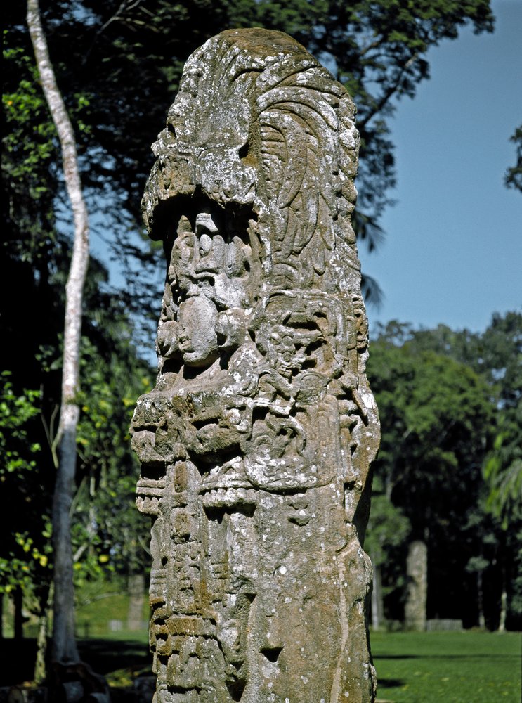 Detail of a stele of the Great Square by Mayan