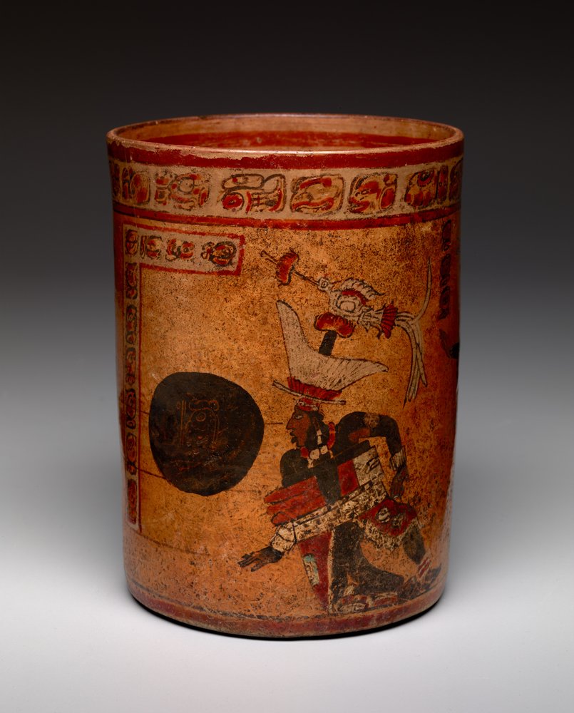 Cylindrical Vessel with Ball Game Scene, Late Classic Period, c.682-701