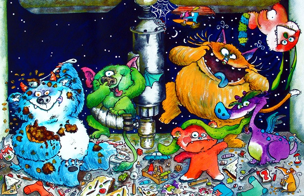 Monsters under the sink by Maylee Christie: Fine art print