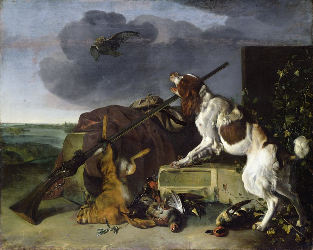 Dog Defending the Game, 1658 by Melchior de Hondecoeter