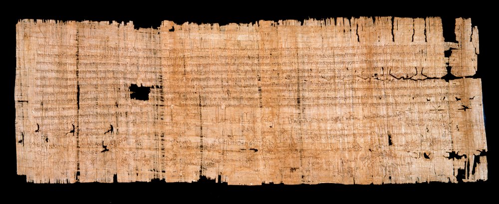 Merovingian period: legal document manuscript on papyrus confirming the ...