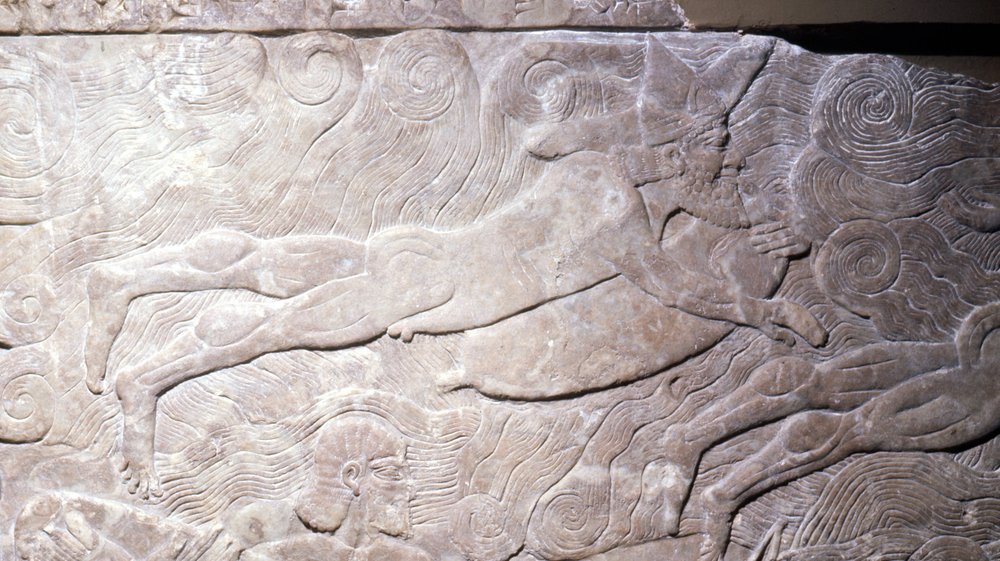 Bas-relief of a Swimmer Supported by an Outboard Serving as a Buoy ...