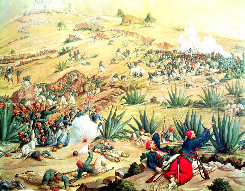 The Battle of Puebla, 5 May 1862 by Mexican School