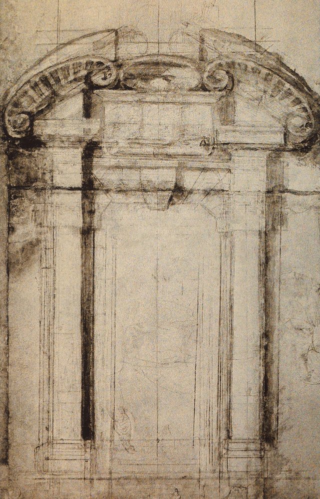 Architectonic study for a portal (drawing by Michelangelo)
