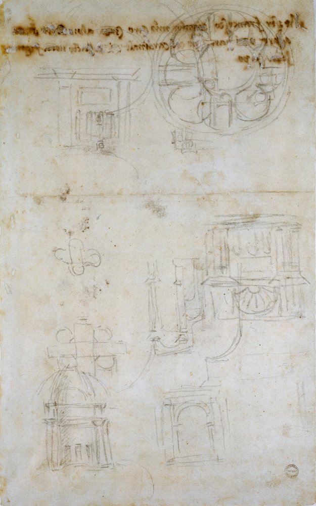 Sketch showing Studies for St Peter's, c1490-1560