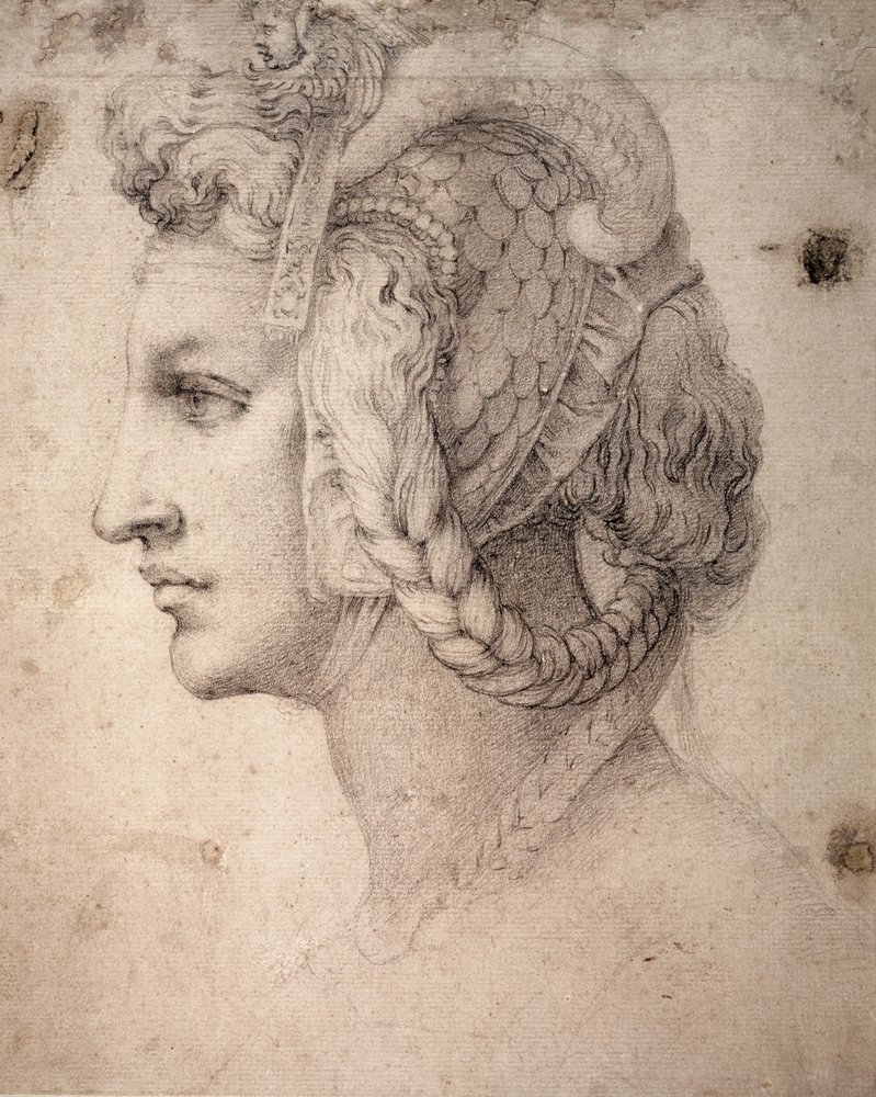 Study of Head by Michelangelo Buonarroti: Fine art print